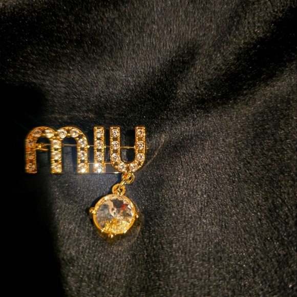 Miu Miu | Jewelry | Miu Miu 8kgp Gold Crystal Brooch | Poshmark